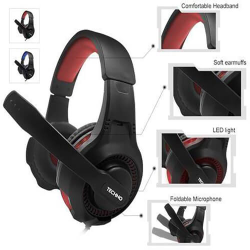 TechnoZone K40 USB Wired Gaming Headset Black/Blue - أفضل سعر في مصر ...